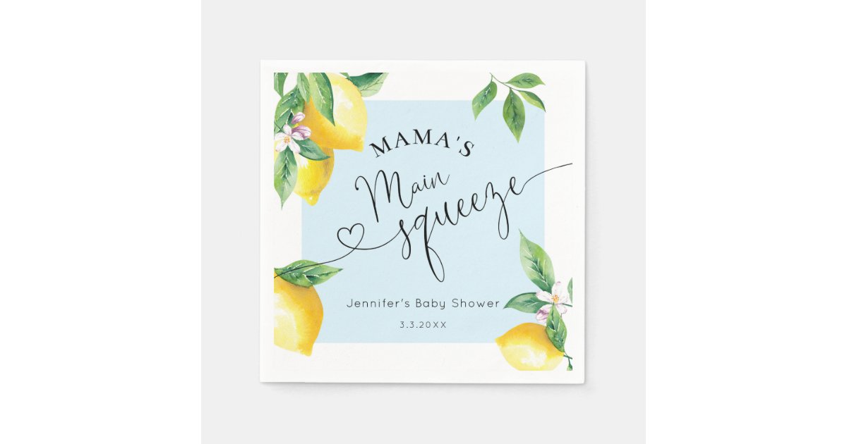 Blue lemon mamas main squeeze baby shower napkins | Zazzle