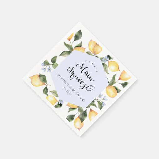 Blue lemon mamas main squeeze baby shower napkins | Zazzle