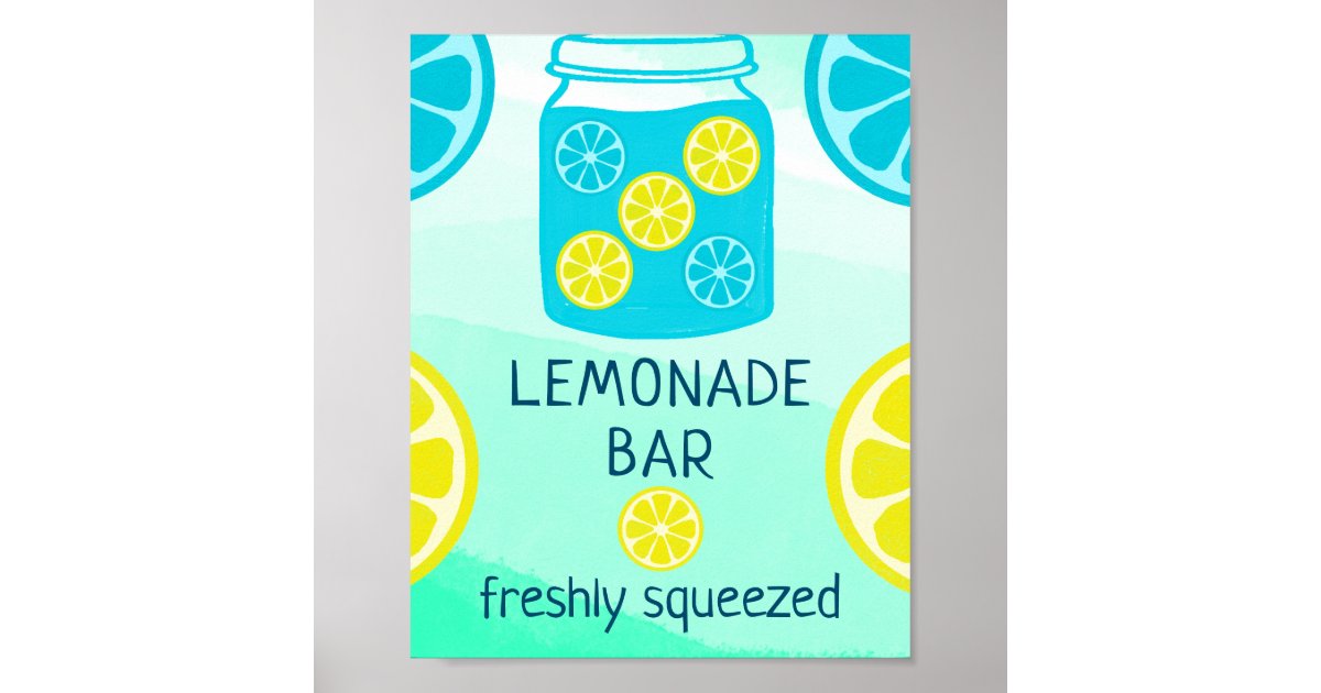 Blue Lemonade Bar Birthday Sign | Zazzle