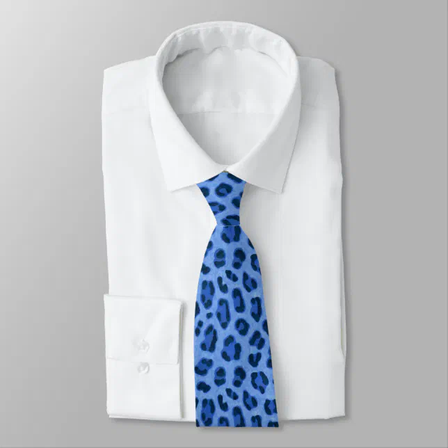 Blue Leopard Animal Print Skin Pattern Neck Tie | Zazzle
