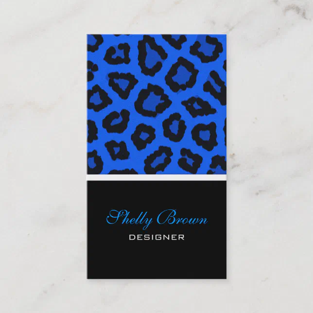 Blue Leopard Print Business Card | Zazzle