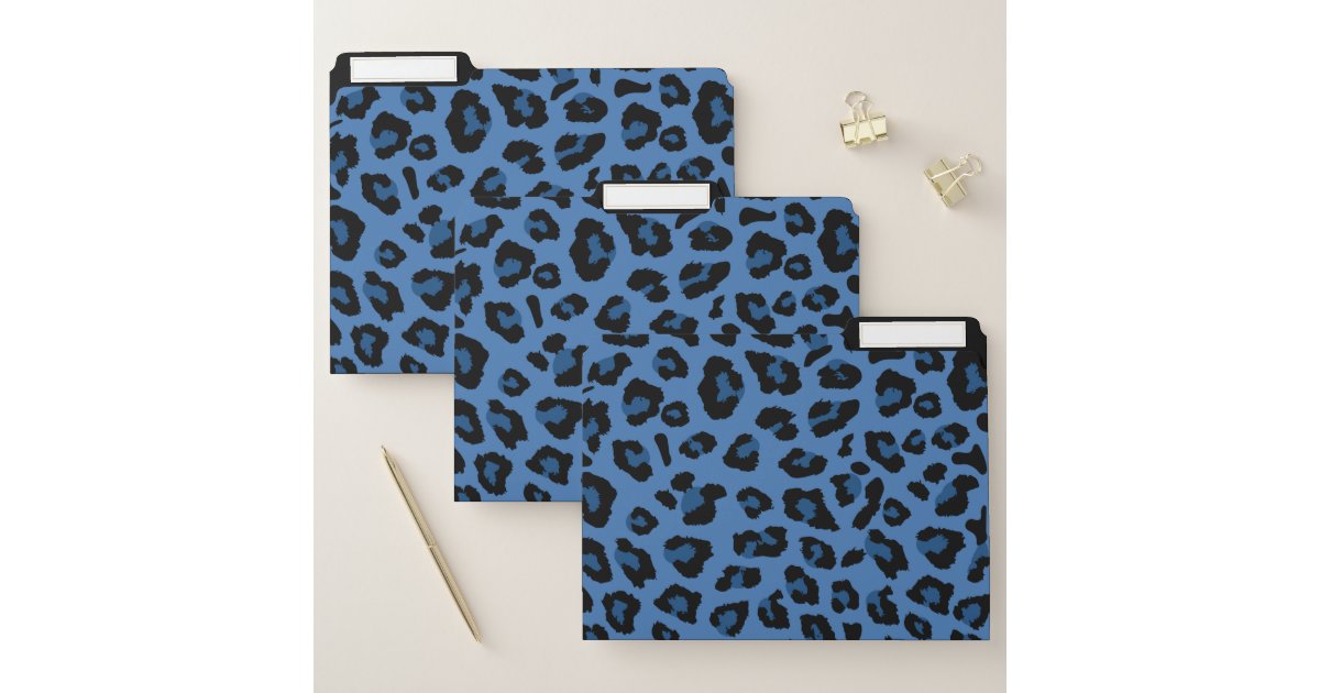 Blue Leopard Print File Folder | Zazzle