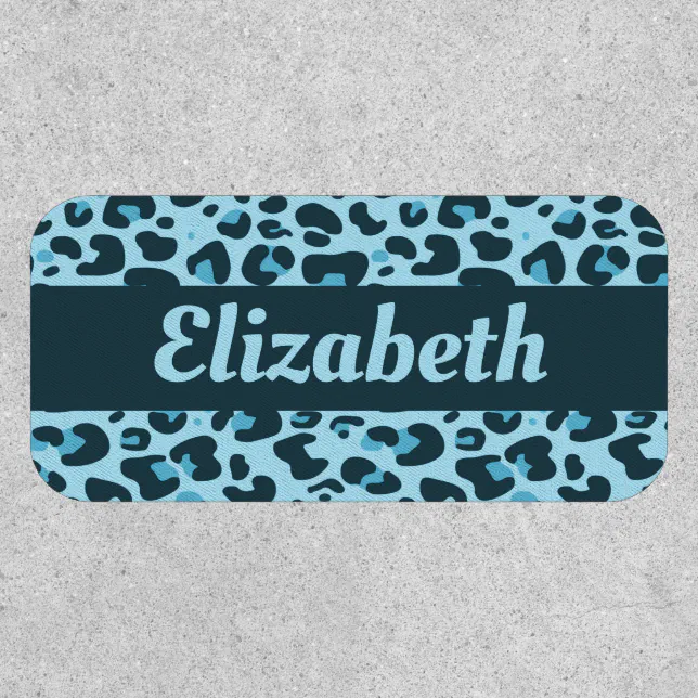 Blue leopard skin animal pattern with name patch | Zazzle