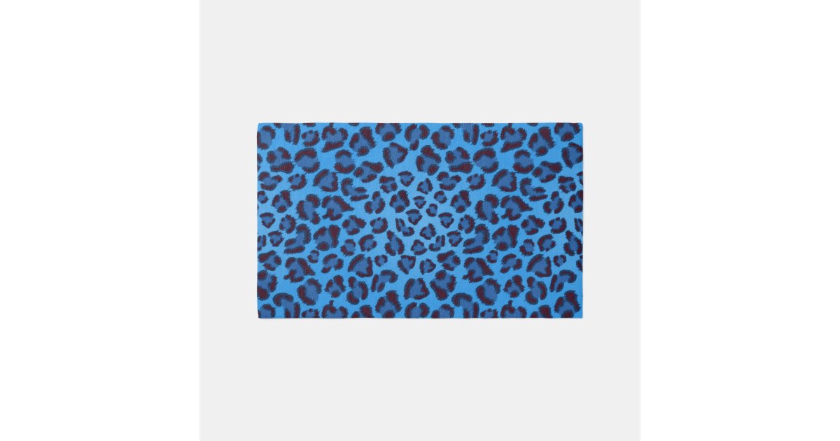 blue leopard texture pattern rug | Zazzle