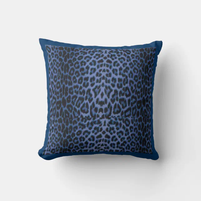 Blue Leopard Throw Pillow | Zazzle