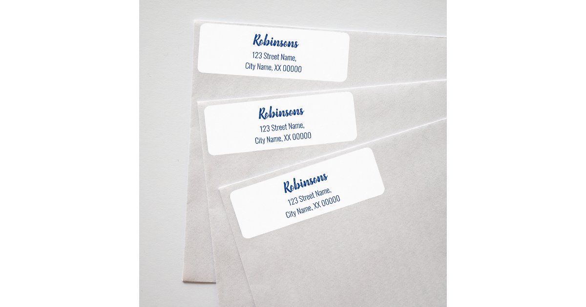 Blue Lettering Family Name Return Address Label | Zazzle