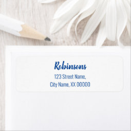 Blue Lettering Family Name Return Address Label | Zazzle