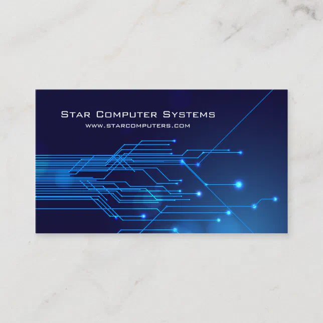 Blue Light Circuits5 Computer Repair Business Card | Zazzle