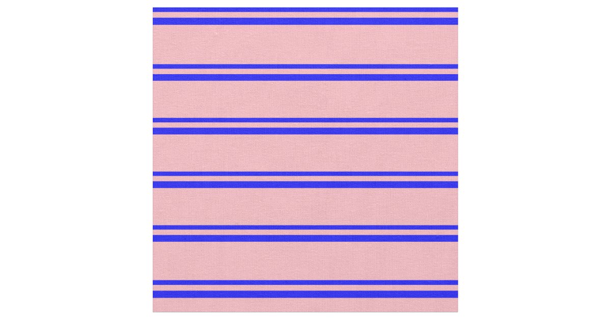 Blue & Light Pink Colored Striped Pattern Fabric | Zazzle