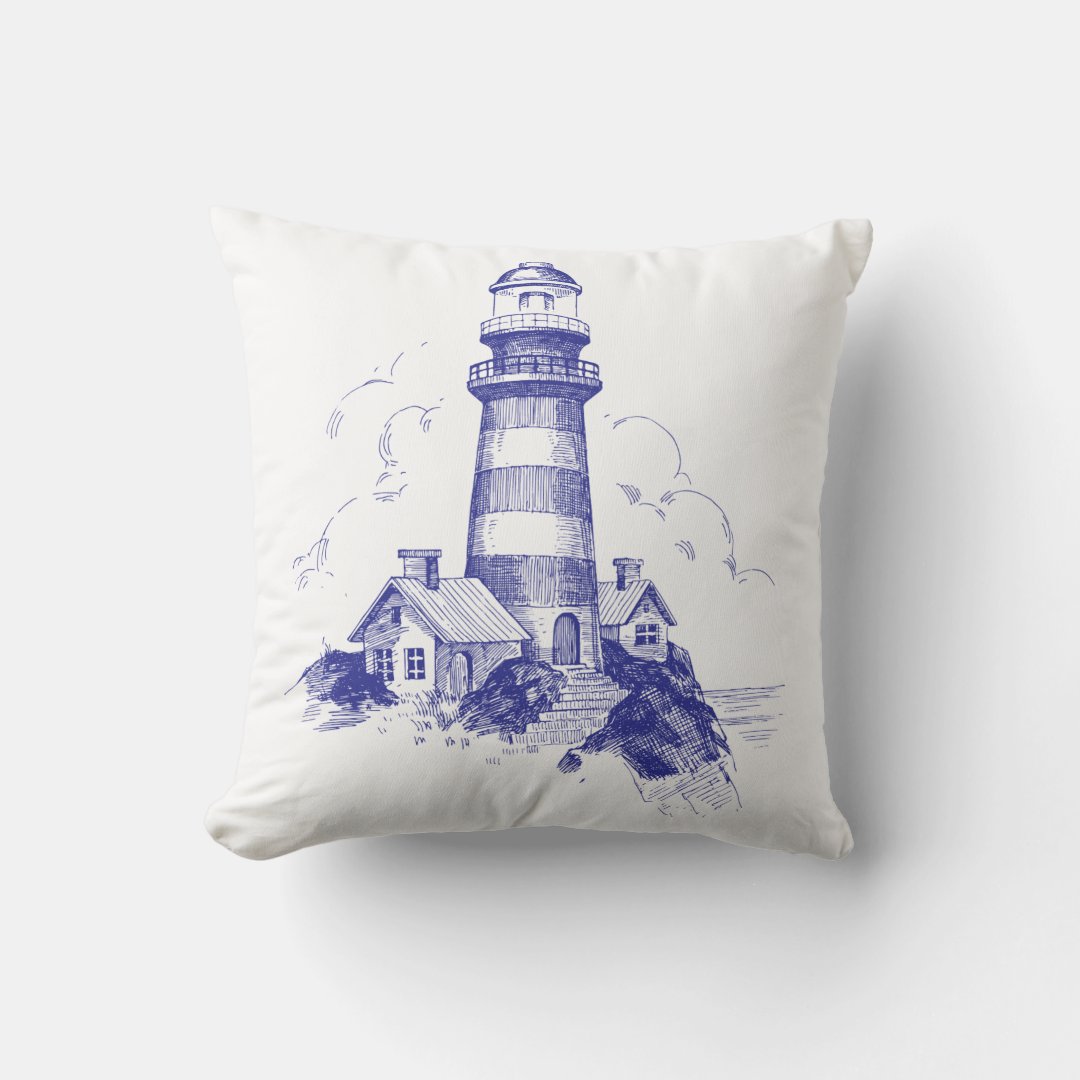 Blue Lighthouse Pillow | Zazzle