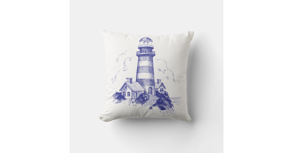 Blue Lighthouse Pillow | Zazzle