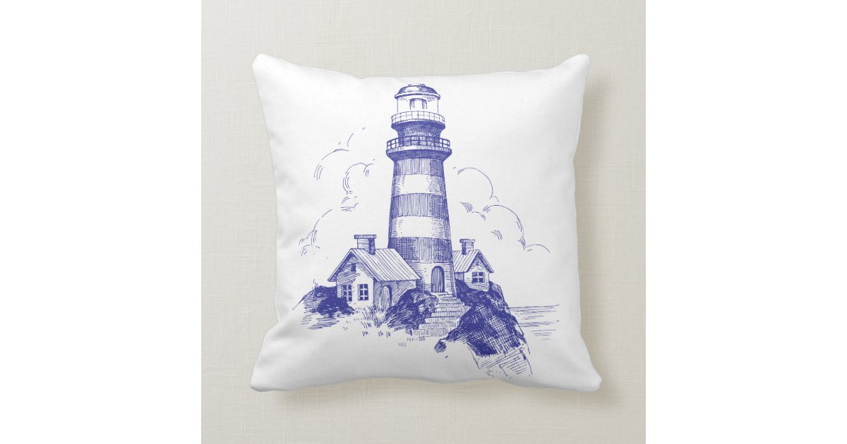 Blue Lighthouse Pillow | Zazzle.com