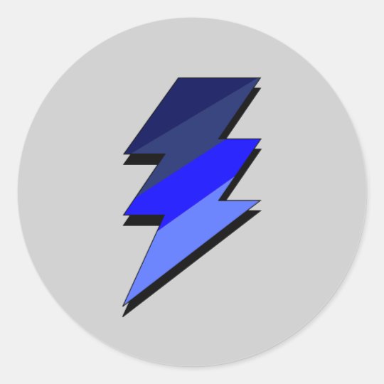 Blue Lightning Thunder Bolt Classic Round Sticker | Zazzle.com
