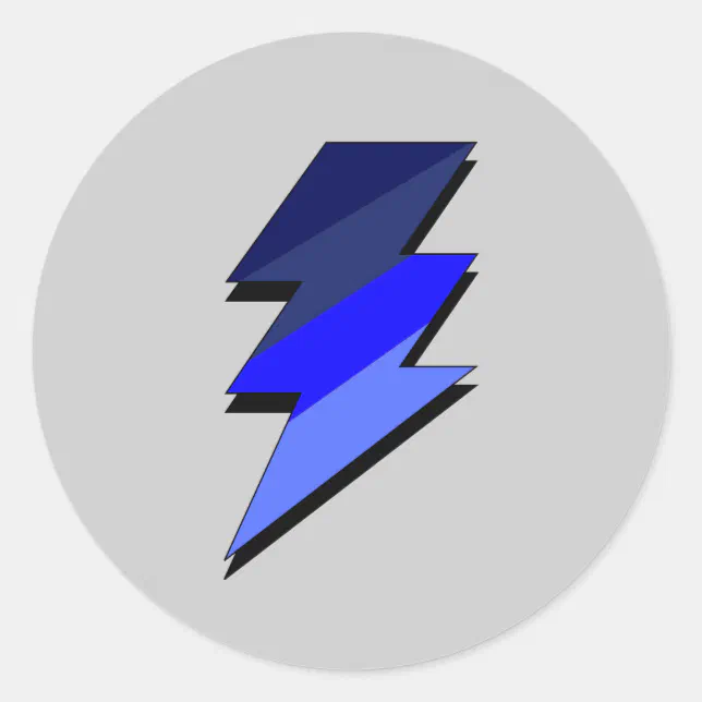Blue Lightning Thunder Bolt Classic Round Sticker | Zazzle