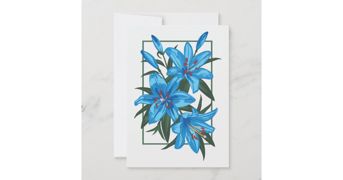 Blue Lilies. Flower illustration Announcement | Zazzle