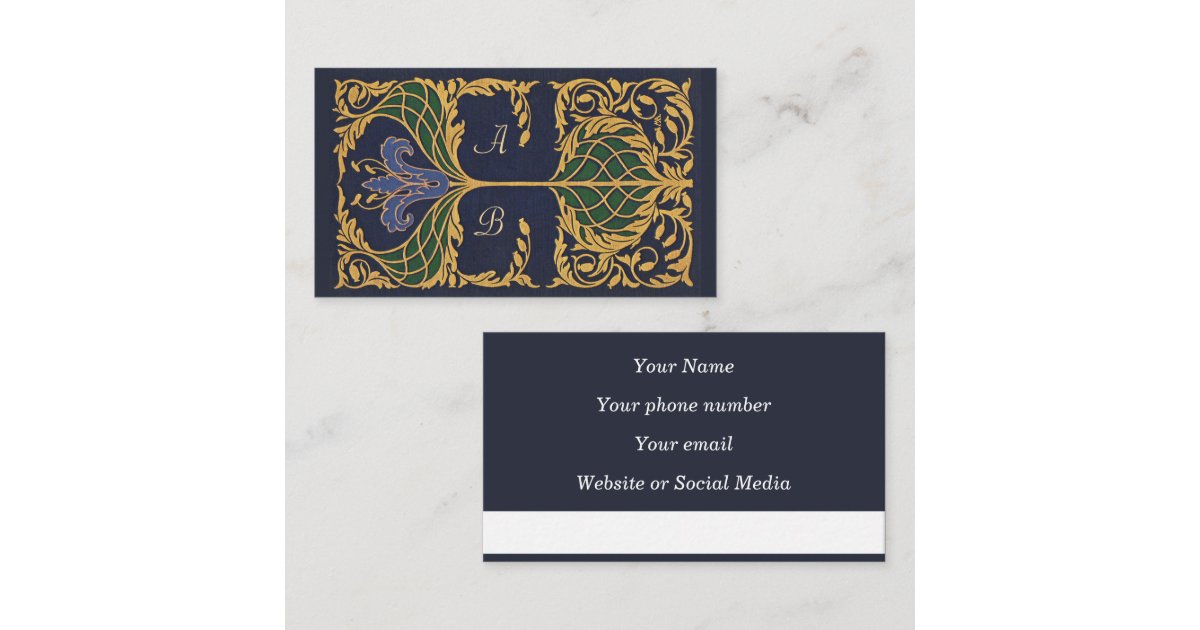 Blue Lily Art Nouveau Calling Card | Zazzle
