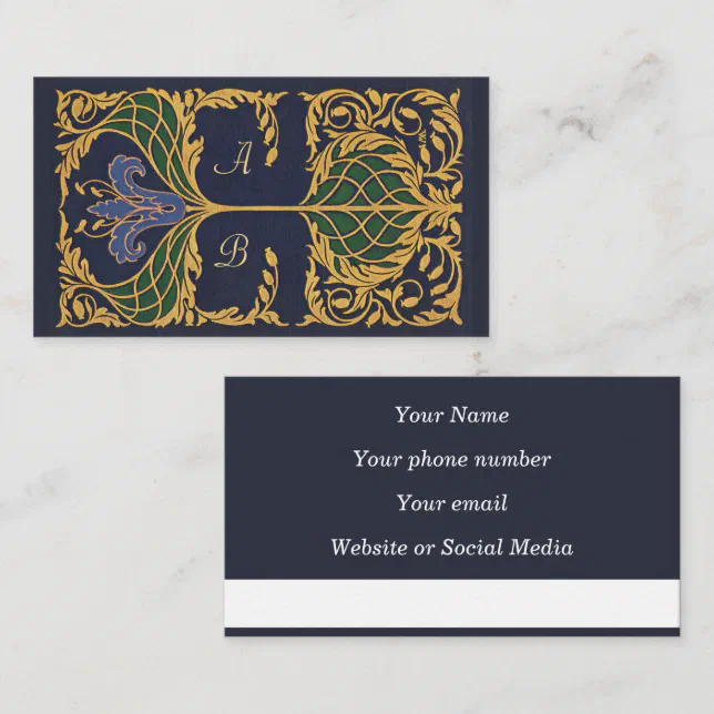 Blue Lily Art Nouveau Calling Card | Zazzle