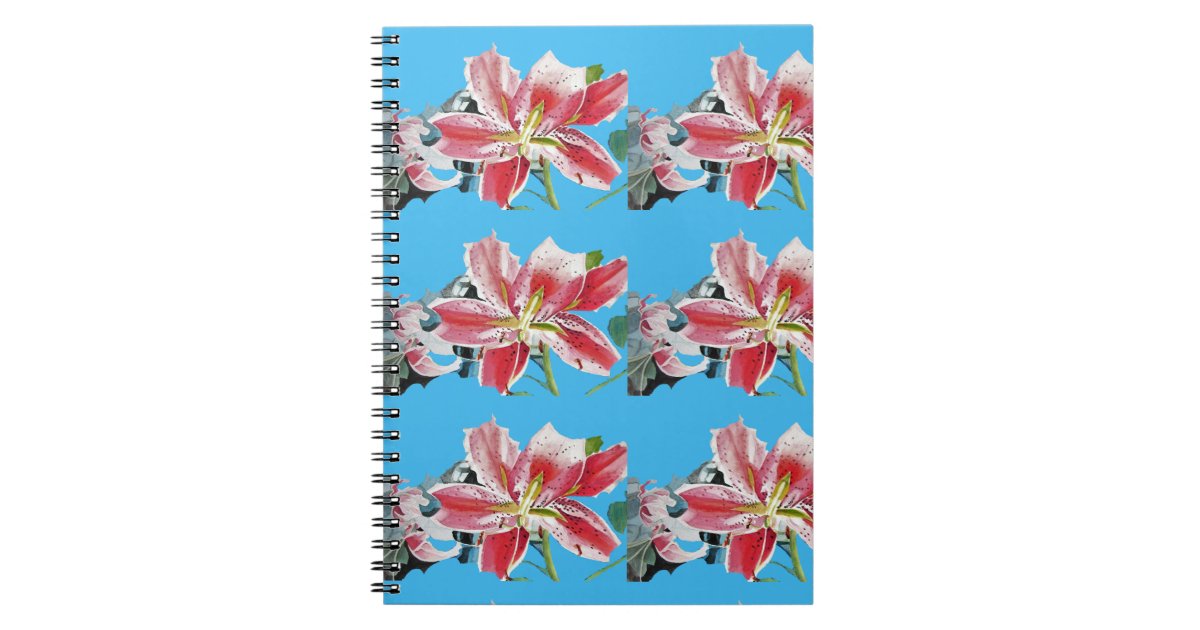 Blue Lily flower flowers Floral Flowers Notebook | Zazzle