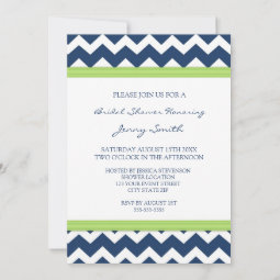 Blue Lime Chevron Bridal Shower Invitation Cards | Zazzle