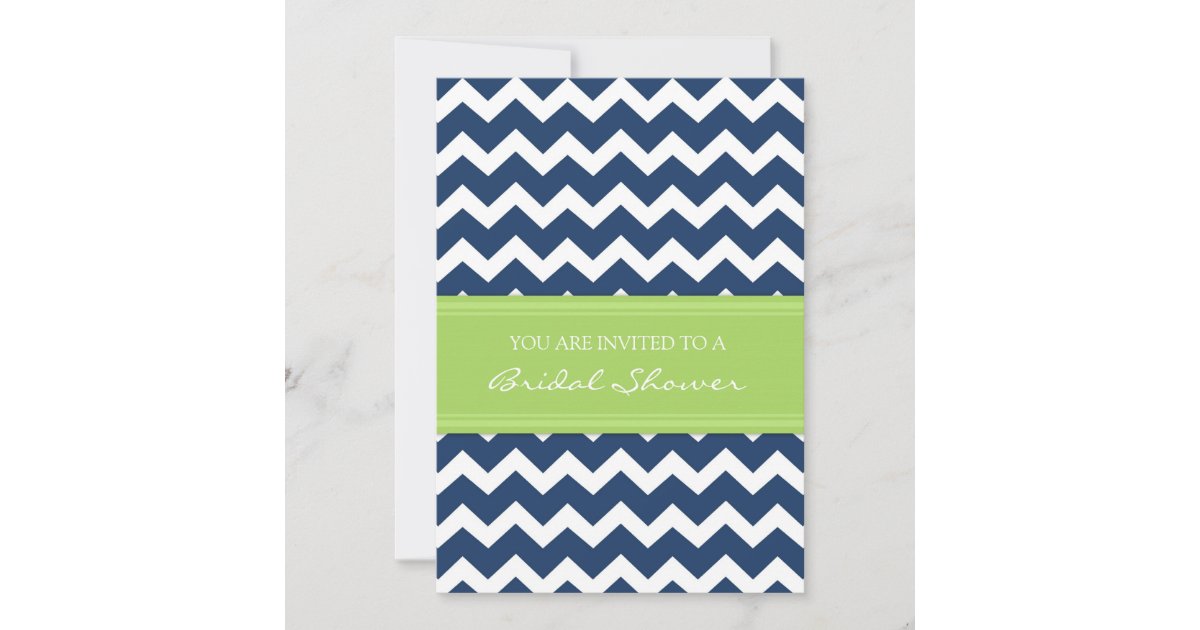 Blue Lime Chevron Bridal Shower Invitation Cards | Zazzle