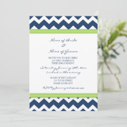 Blue Lime Chevron Engagement Party Invitations | Zazzle