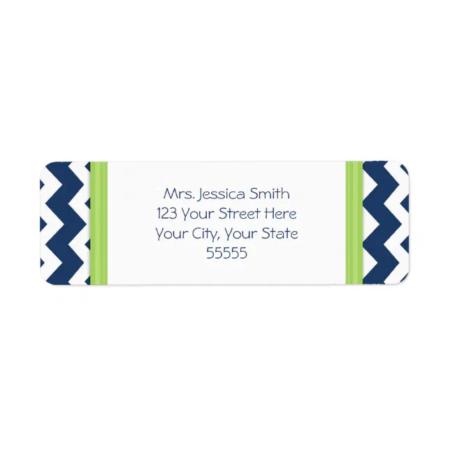 Blue Lime Chevrons Custom Return Address Labels | Zazzle