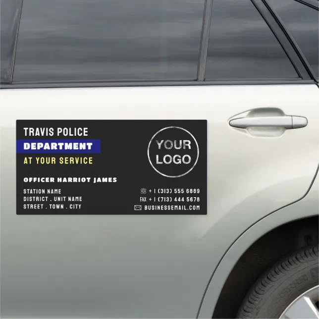 Blue Line & Logo, Police Officer, Law Enforcement Car Magnet | Zazzle