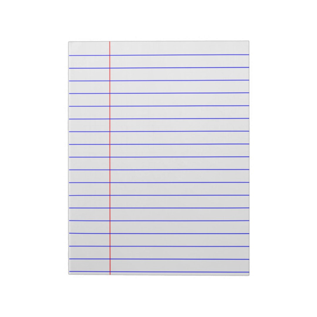 blue lined notepad with margin | Zazzle