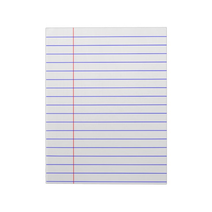 blue lined notepad with margin | Zazzle