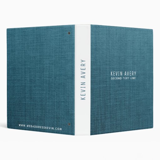 Blue Linen Texture Professional Personalized 3 Ring Binder | Zazzle
