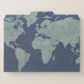 Blue Linen World Map File Folder | Zazzle