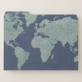Blue Linen World Map File Folder | Zazzle