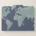 Blue Linen World Map File Folder | Zazzle