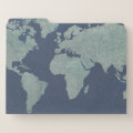 Blue Linen World Map File Folder | Zazzle