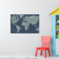 Blue Linen World Map Poster | Zazzle