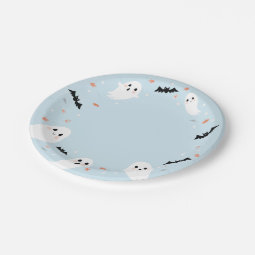 Blue Little boo ghost halloween paper plates | Zazzle
