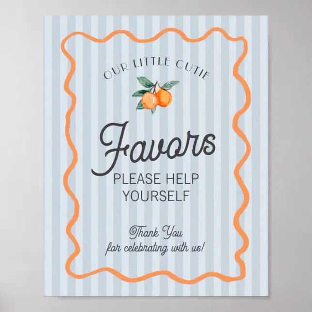 Blue Little Cutie Citrus Main Squeeze Favors Poster | Zazzle