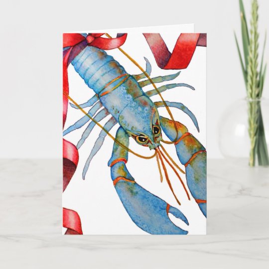 Blue Lobster Holiday Card | Zazzle.com