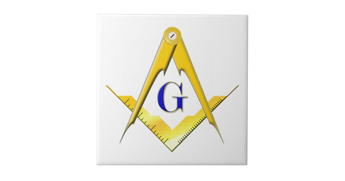 Blue Lodge Square & Compasses Ceramic Tile | Zazzle