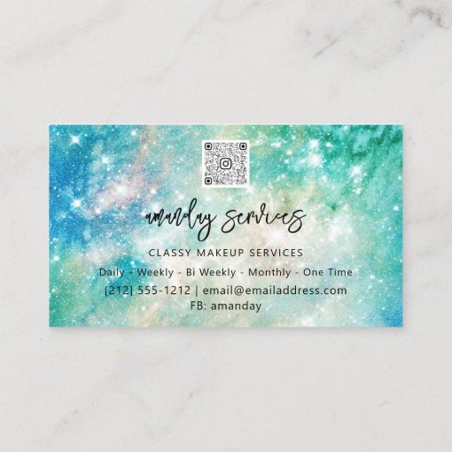 Blue Logo QR Code Shop Stars Business Card | Zazzle