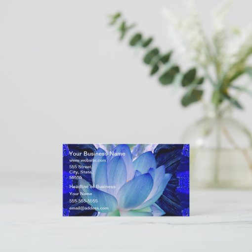 Blue lotus lily business card | Zazzle