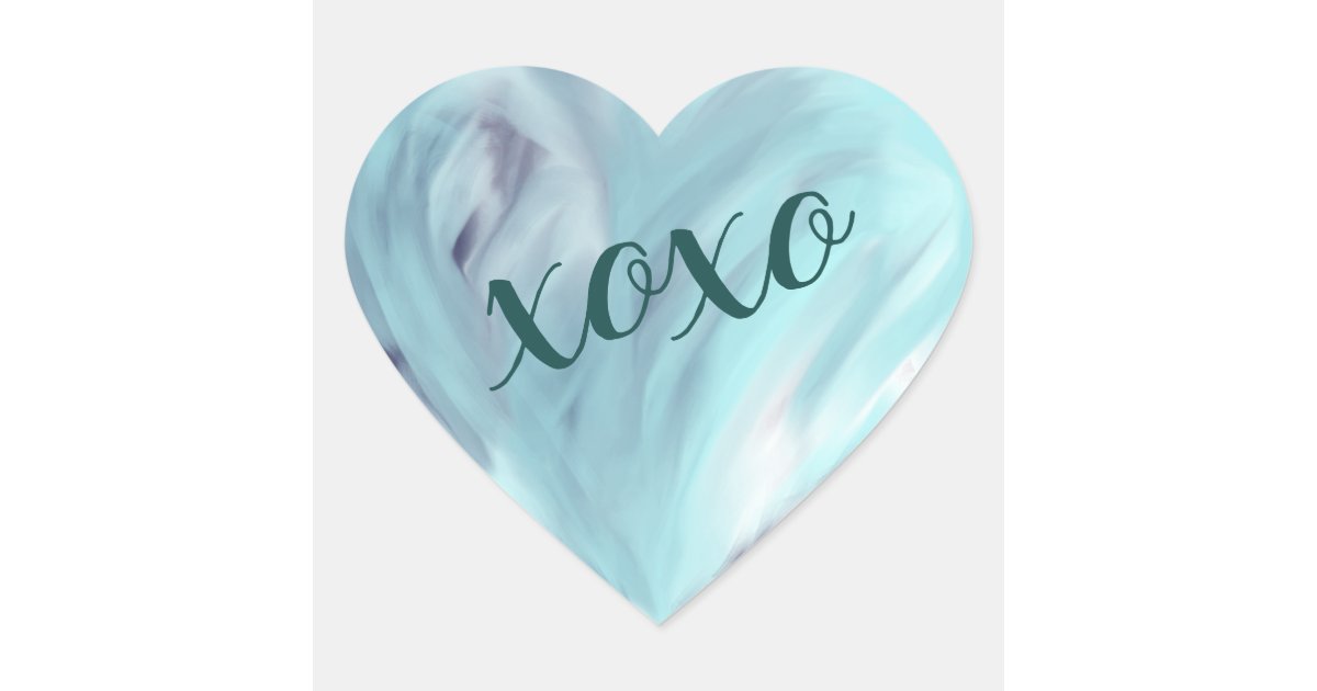 Blue Love Heart Xoxo Watercolor Painted Heart Sticker | Zazzle