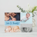 Blue Love & Thanks Photo Collage Baby boy Shower Thank You Card | Zazzle
