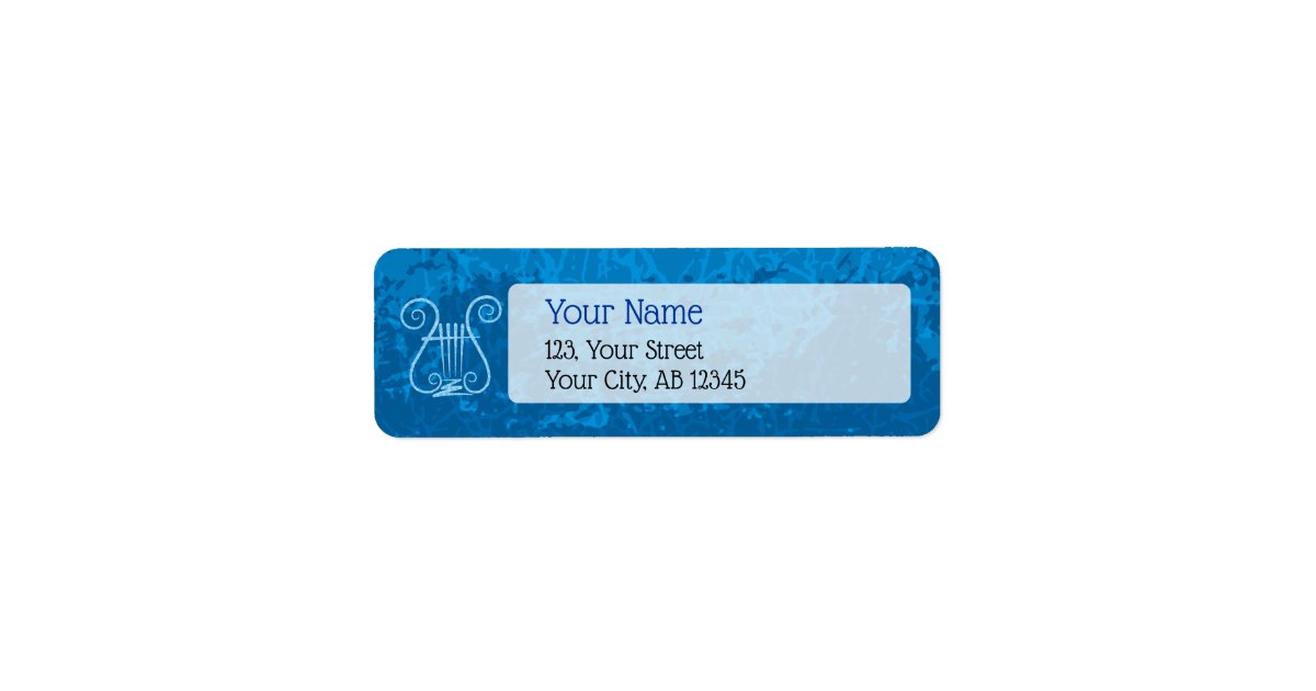 Blue Lyre Background Label | Zazzle
