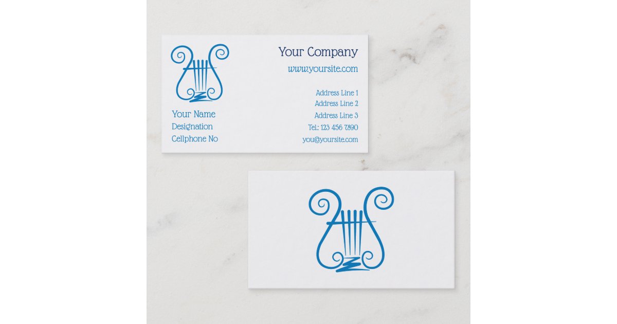 Blue Lyre Business Card | Zazzle