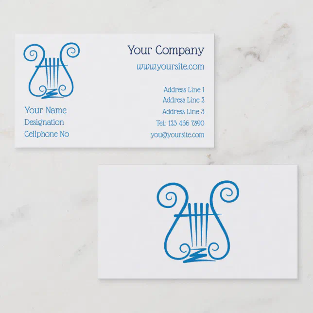 Blue Lyre Business Card | Zazzle