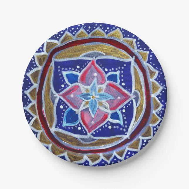 Blue Mandala Custom Paper Plates 7 in | Zazzle