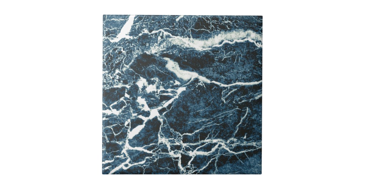 Blue marble ceramic tile | Zazzle