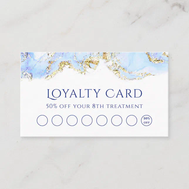 blue marbling design loyalty card | Zazzle