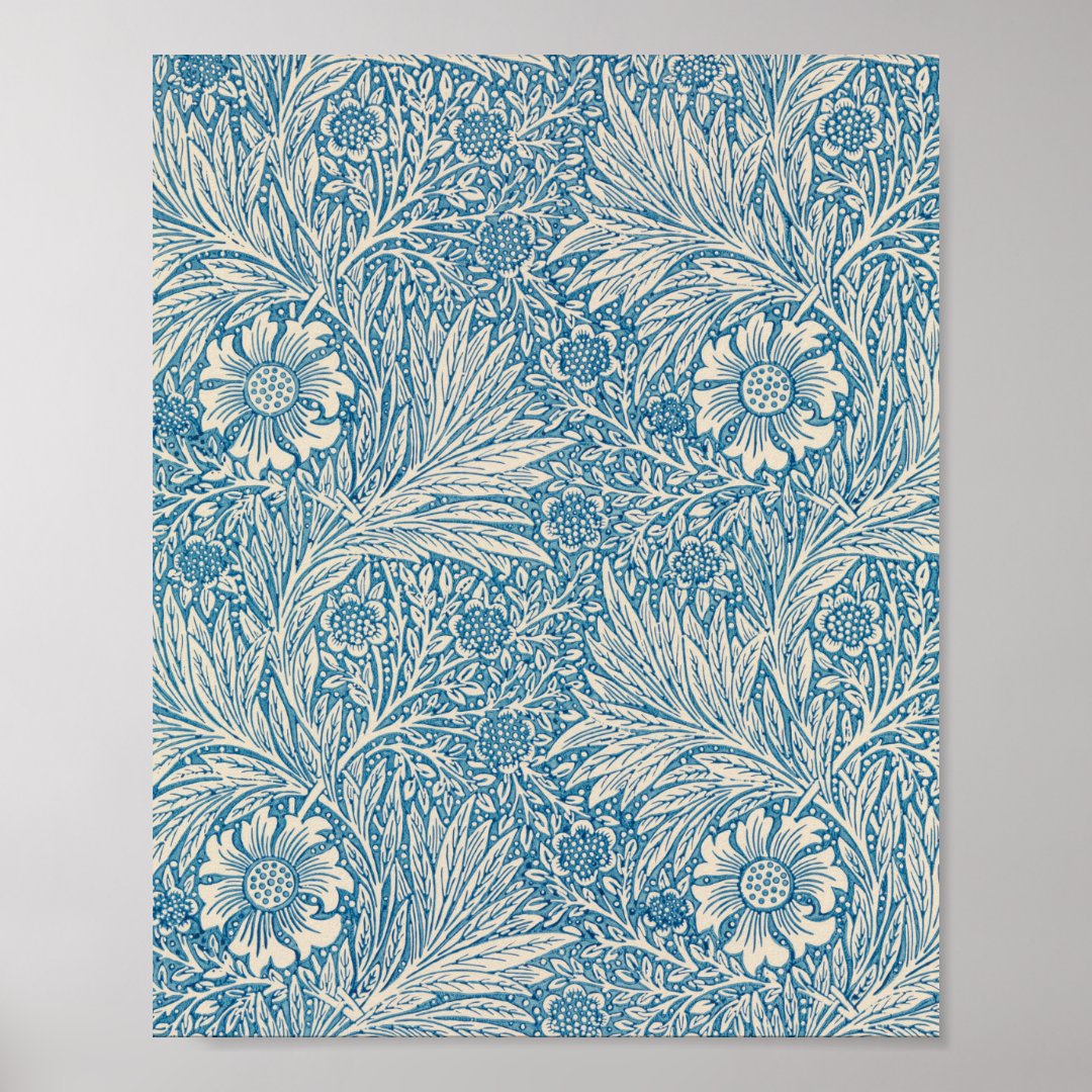 Blue Marigolds (by William Morris) Poster | Zazzle